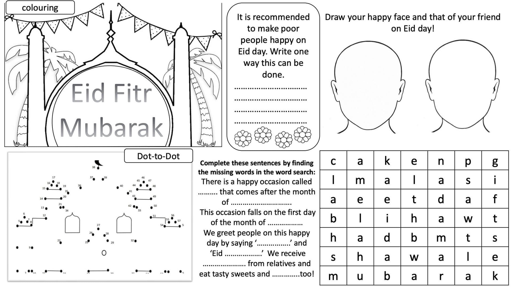 Eid Al Fitr Worksheet – Um Aimen Books