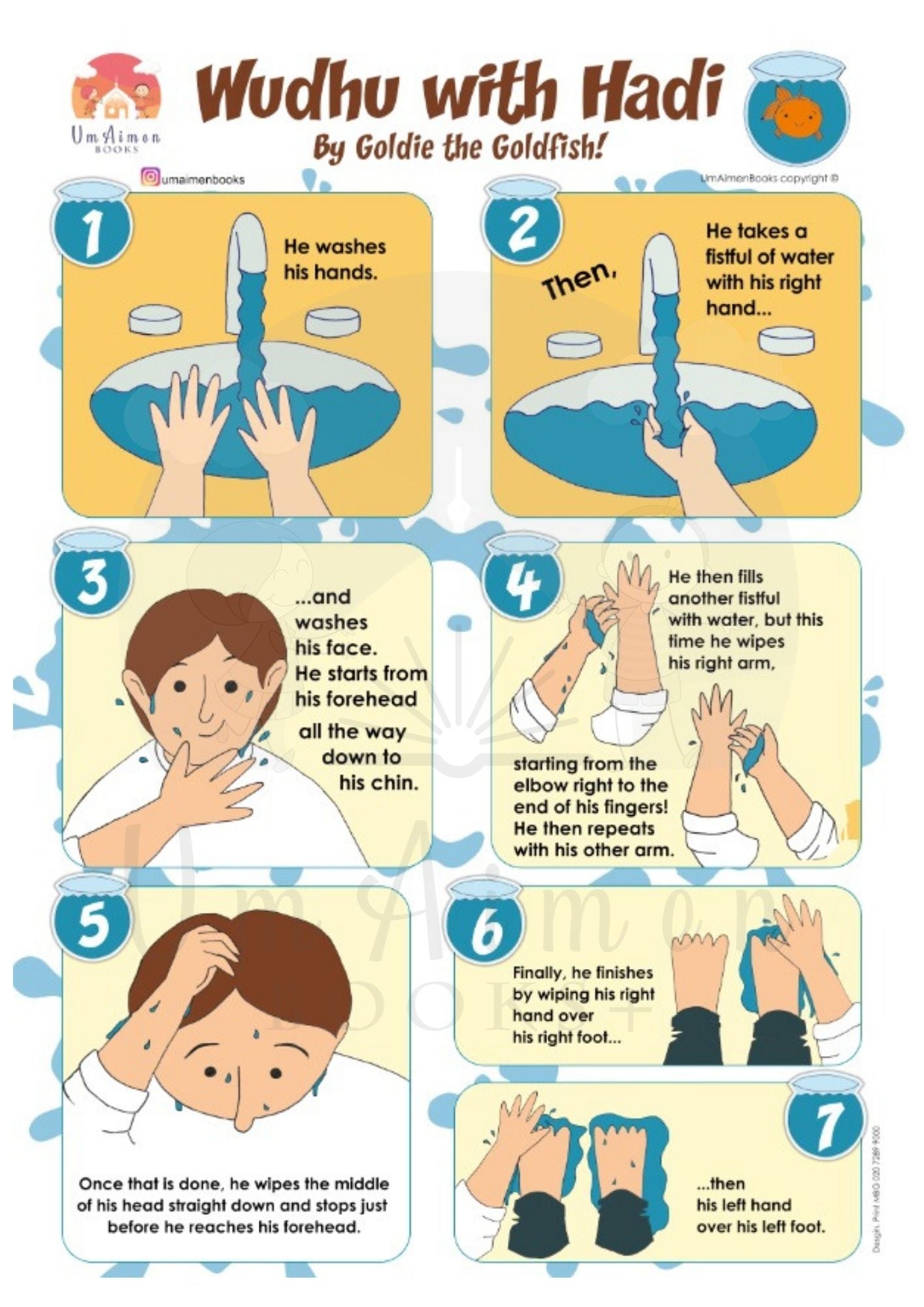 Hadi teaches Wudhu coloured laminated poster – Um Aimen Books